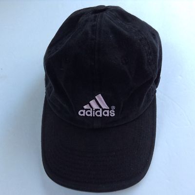 Adidas Snap Back Baseball Hat On Size Black w/Pink Stitching Cotton ...