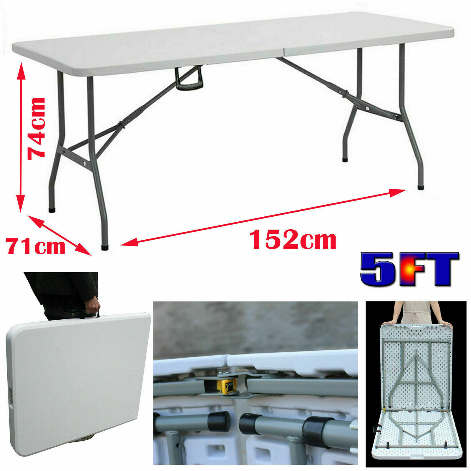 Folding Table Portable Fold Up Tables Camping Garden Party Trestle ...