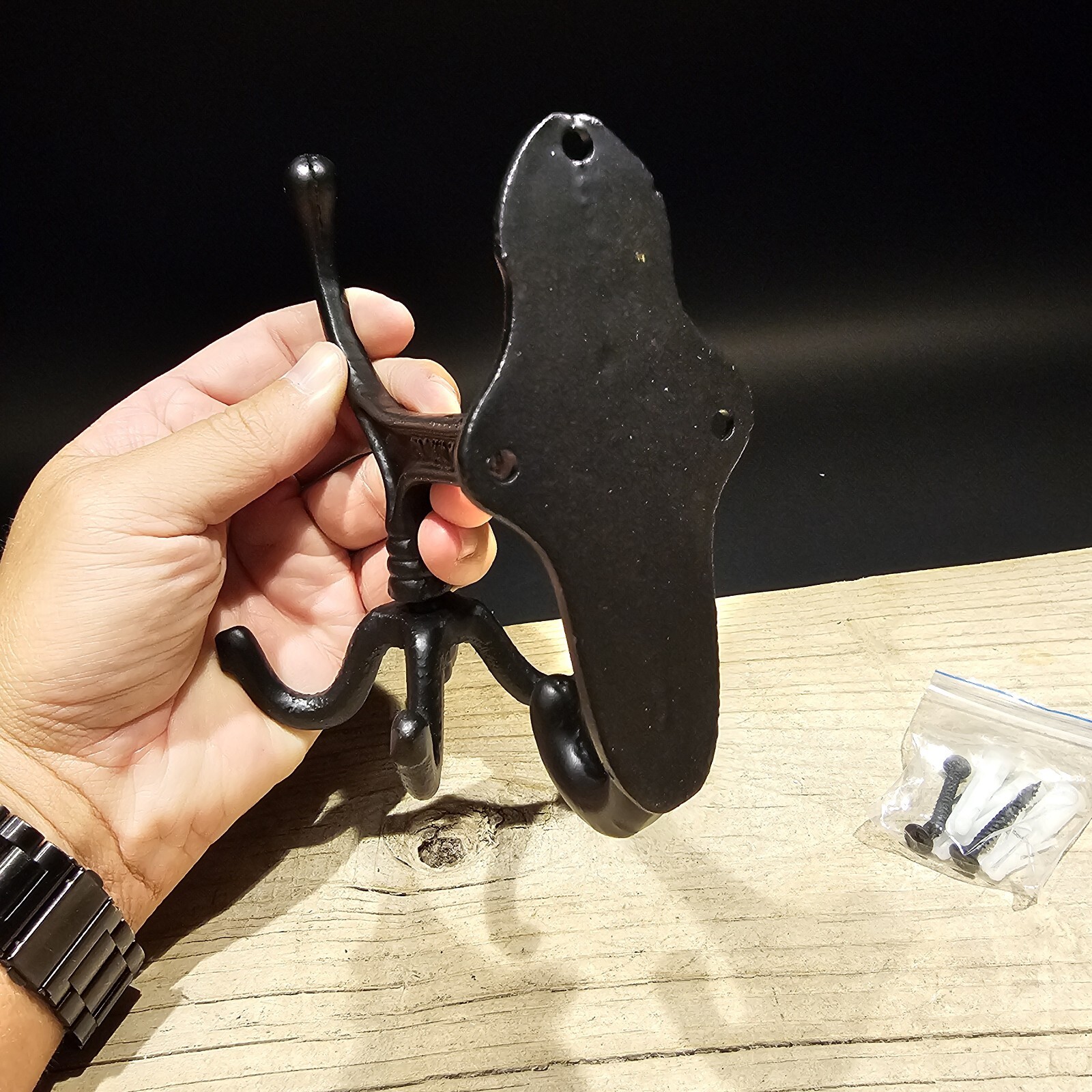 Antique Vintage Style BLACK Cast Iron Hook Rotating Spinning Coat ...