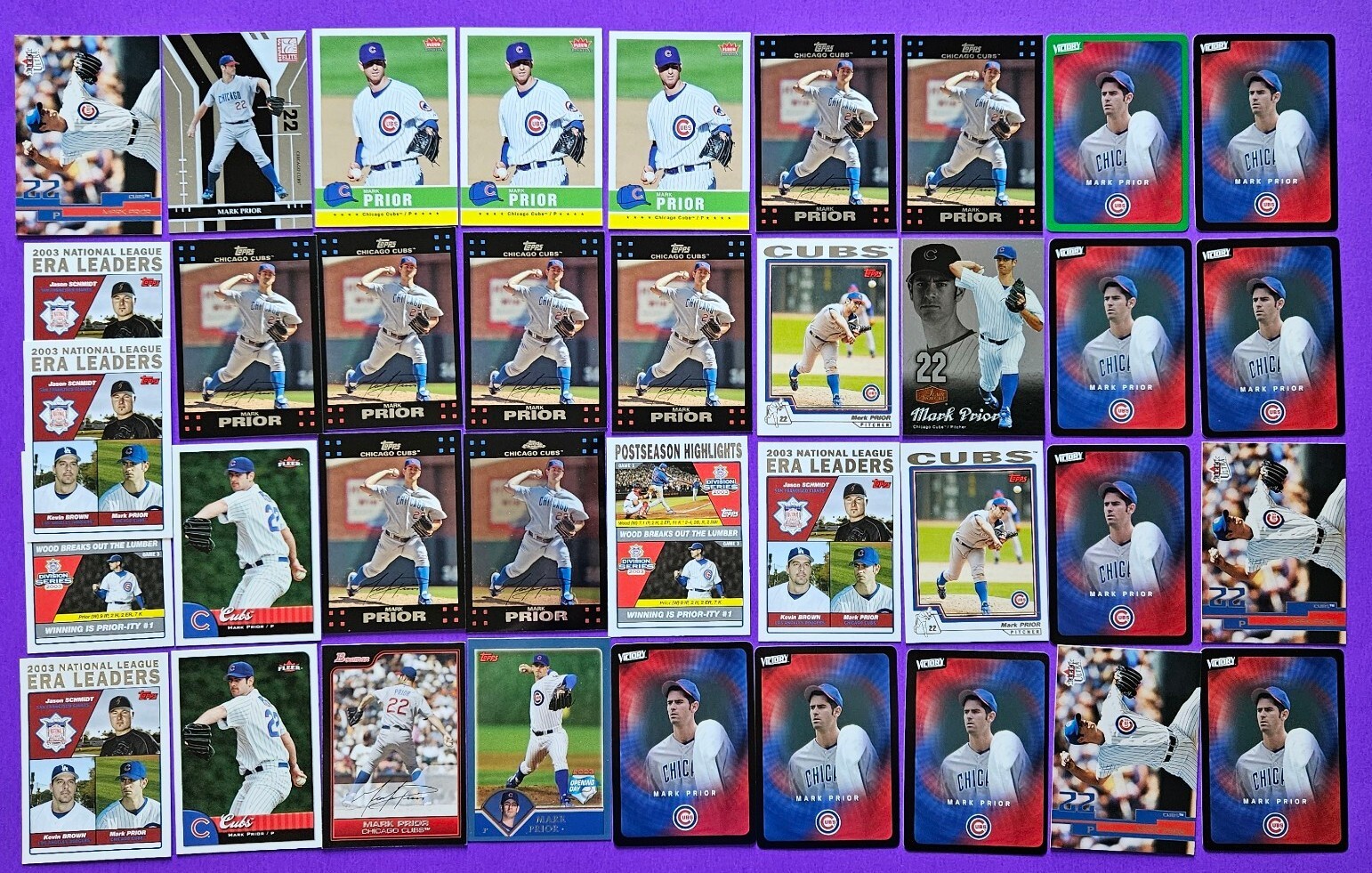 Lot of 37 Mark Prior Baseball Cards With Parallels Chicago Cubs 2000s ...