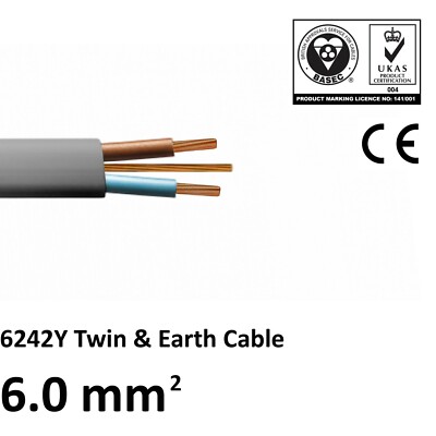 6mm Twin and Earth T&E Cable Wire Electric Cooker Shower High Power ...
