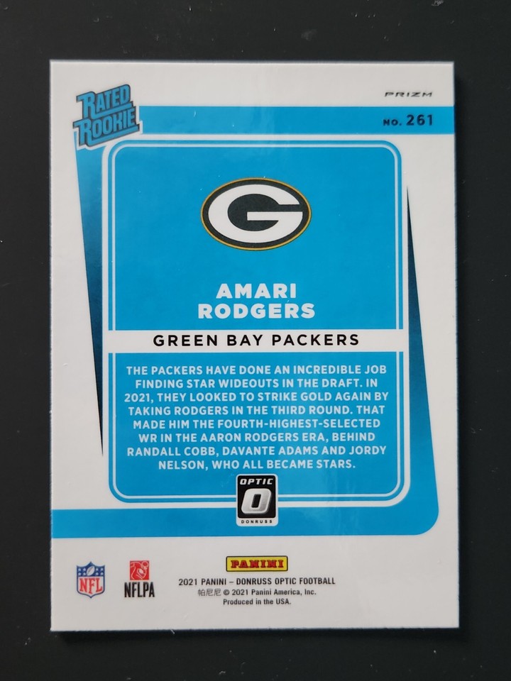 2021 Donruss Optic AMARI RODGERS Pink Holo Prizm RC SP #261 Packers Rated Rookie | eBay