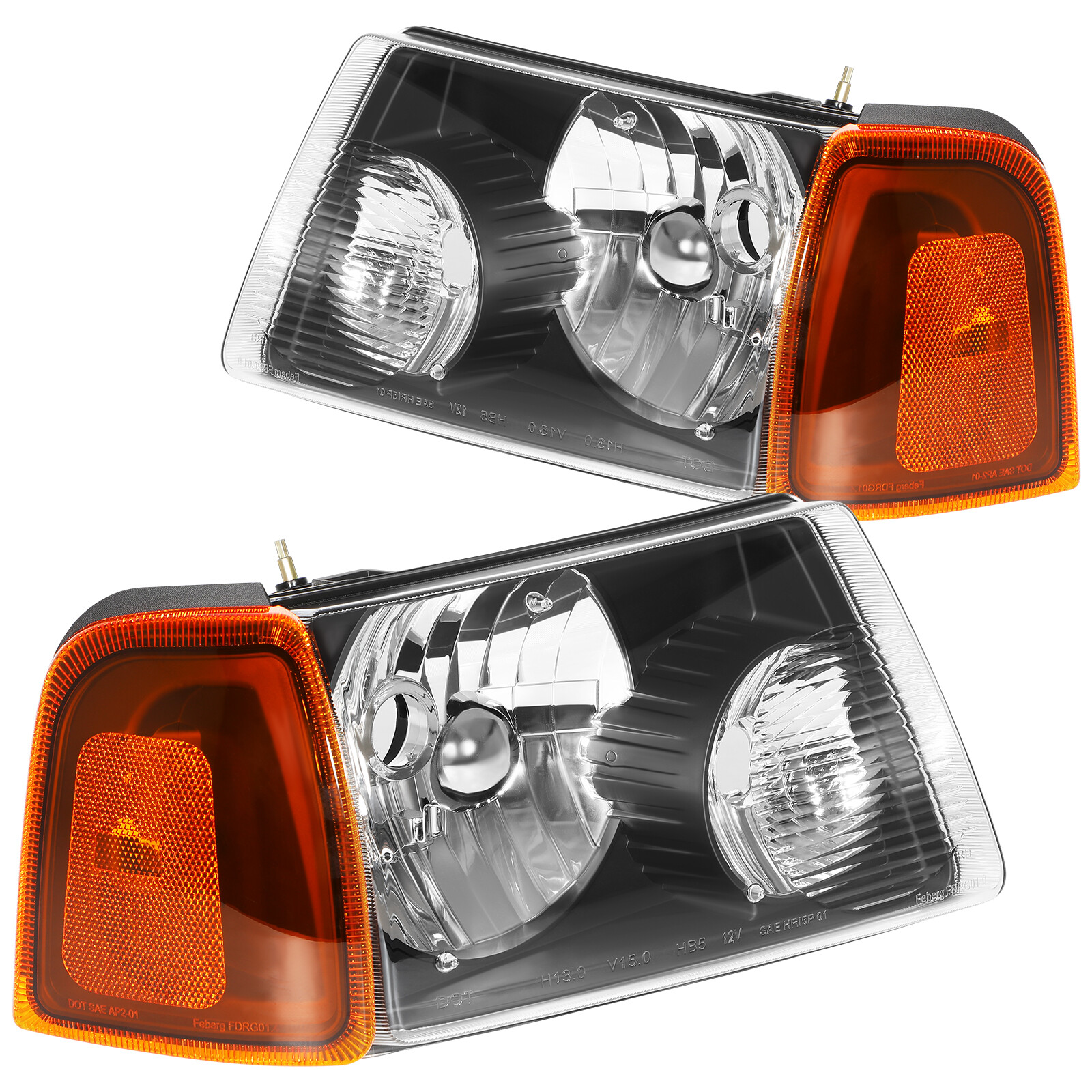 For 2001-2011 Ford Ranger Replacement Headlights Assembly Pair Black ...
