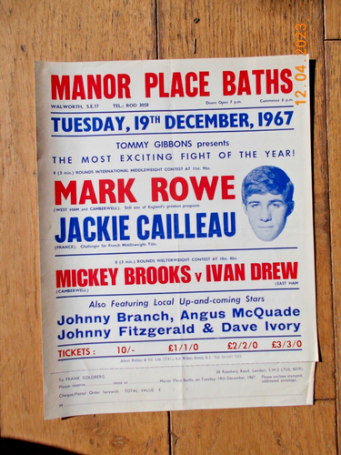 Mark Rowe Manor Place Baths Boxing December 67 | eBay UK