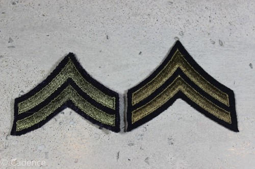 US WW2 Army Corporal Rank Chevron Patch Pair Embroidered On Felt. OA615 ...