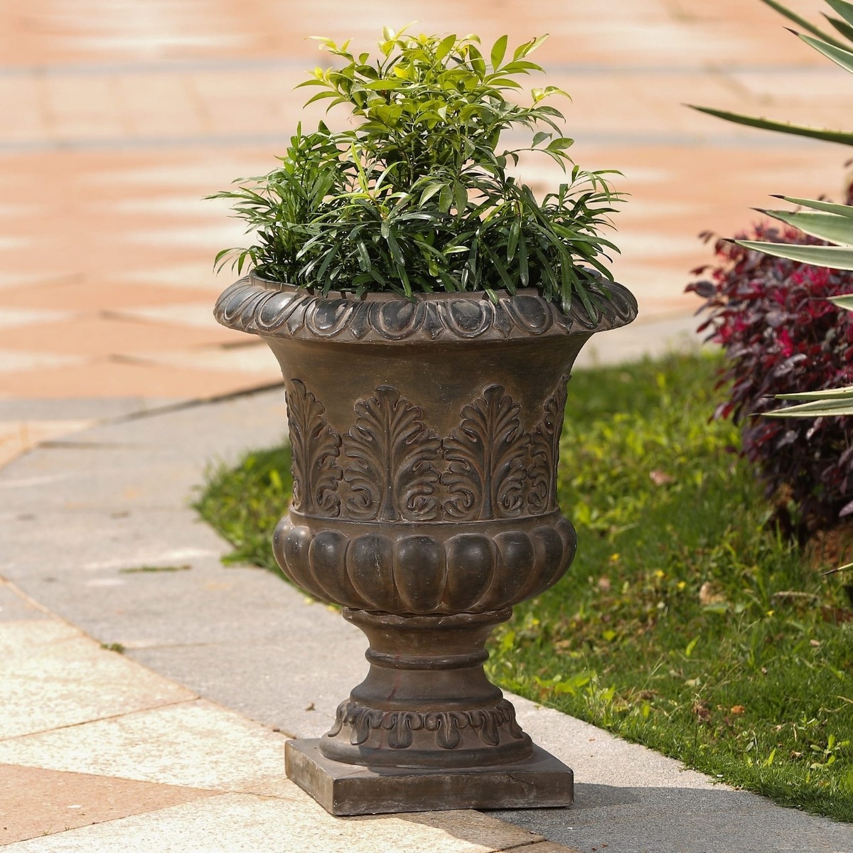 Planter Urns With Pedestal Bases Egg And Dart Urn On Tall Pedestal