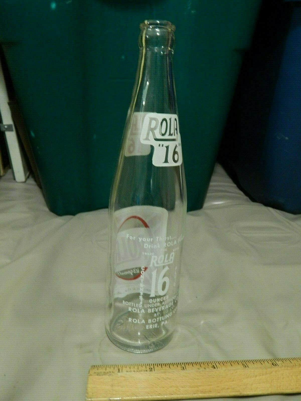 Rola Cola 16oz Glass Soda Pop Bottle {Erie, PA} 1945 Copyright ~ Vtg ...