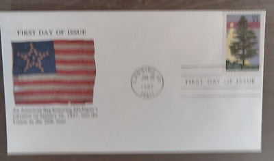 MICHIGAN STATEHOOD 1837-1987 american flag 26 stars 1837 CACHET FDC ...