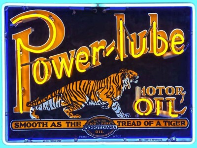 Power-Lube Oil Neon Image Metal Advertising Sign (not real neon) | eBay