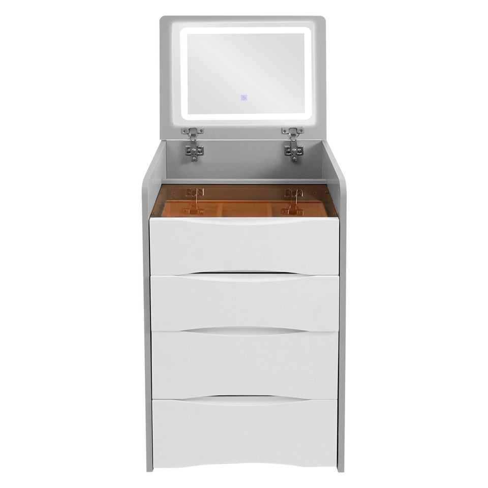 Vanity Desk with Flip Top Lighted Mirror Vanity Desk with Makeup Stool ...