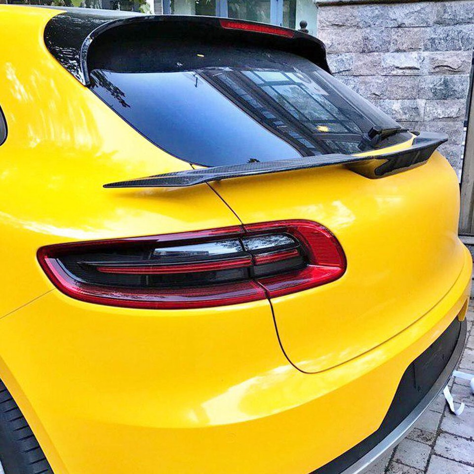 REAL CARBON Rear Trunk Middle Spoiler Wing Lip For Porsche Macan SUV ...