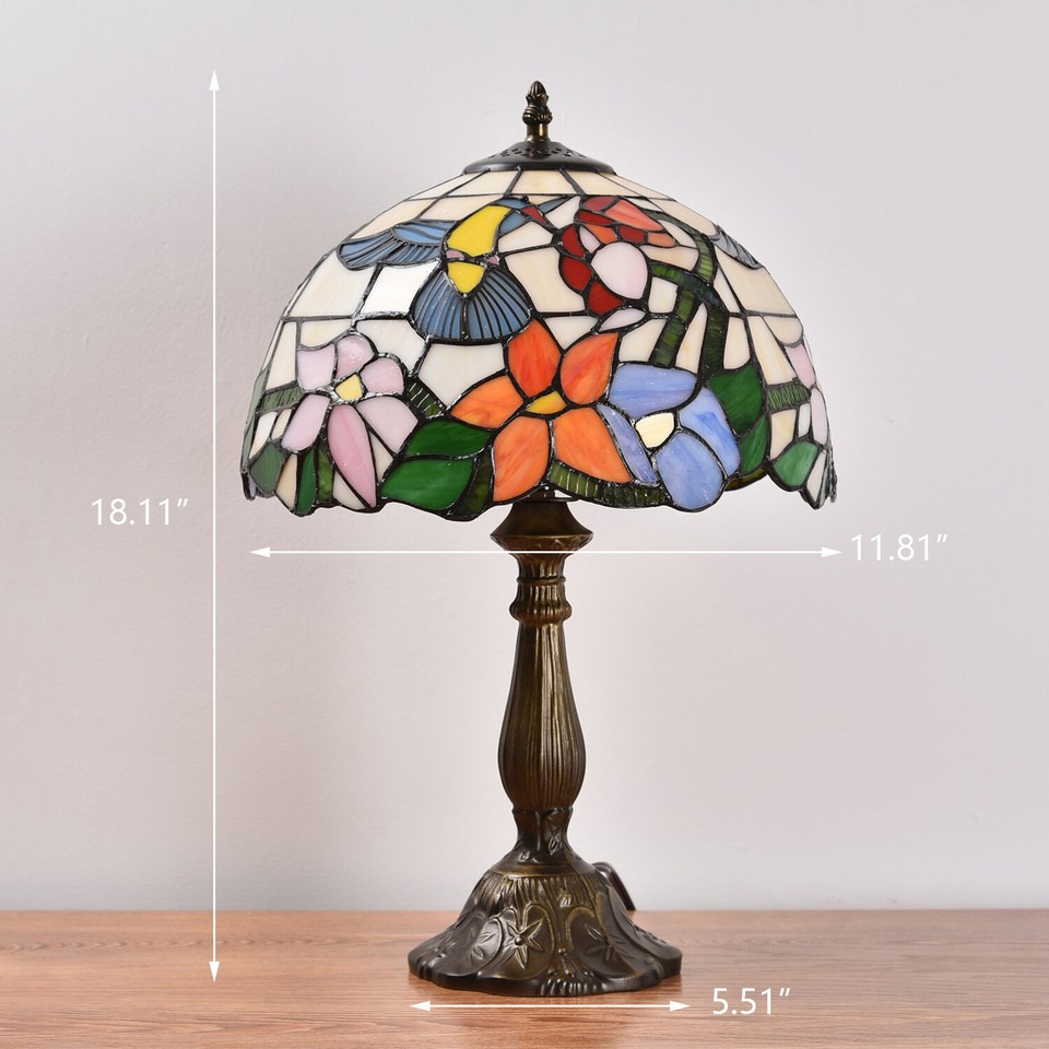 Tiffany Style Table Lamps Handcrafted Stained Glass Art Light Bedside ...