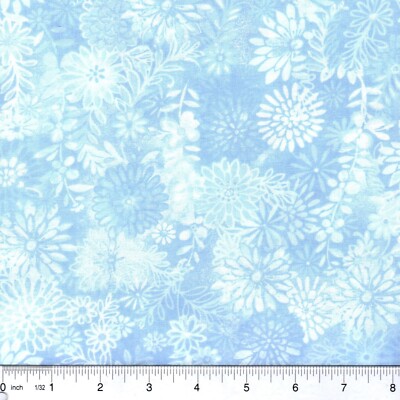Printed Batiks Light Blue Flowers 100% cotton fabric PICK SIZE | eBay