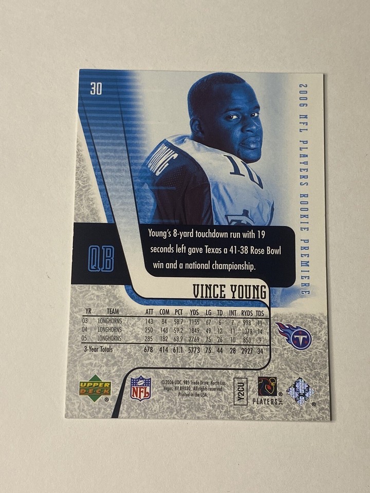 2006 Upper Deck NFL Players Rookie Premiere - #30 Vince Young (RC) | eBay