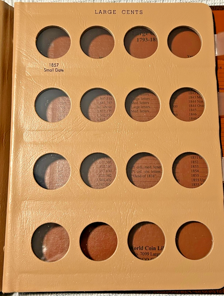 Littleton (Dansco) Coin Album Large Cents 1793-1857 Very Good Condition ...