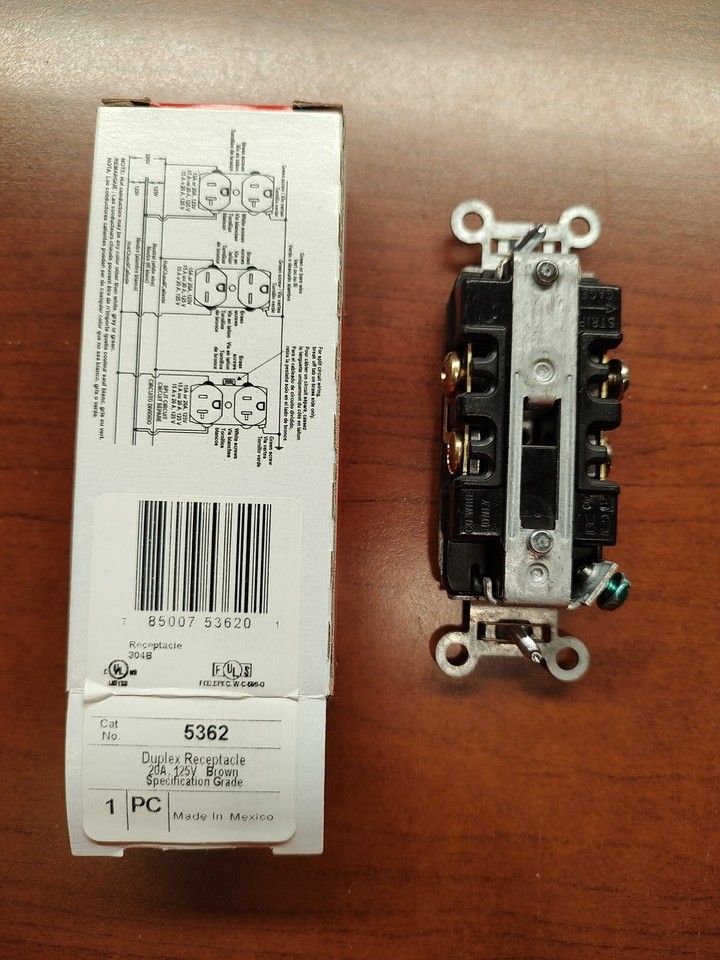 PASS & SEYMOUR LEGRAND 5362 BROWN DUPLEX RECEPTACLE 20A 125V NEW | eBay