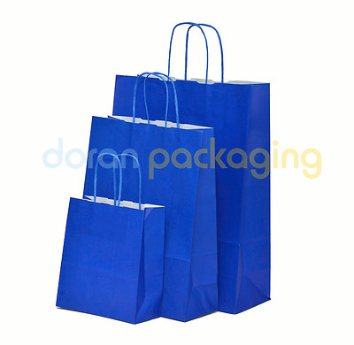 Blue Paper Bags Twist Handle Party and Gift Carrier / Paper Bags With ...