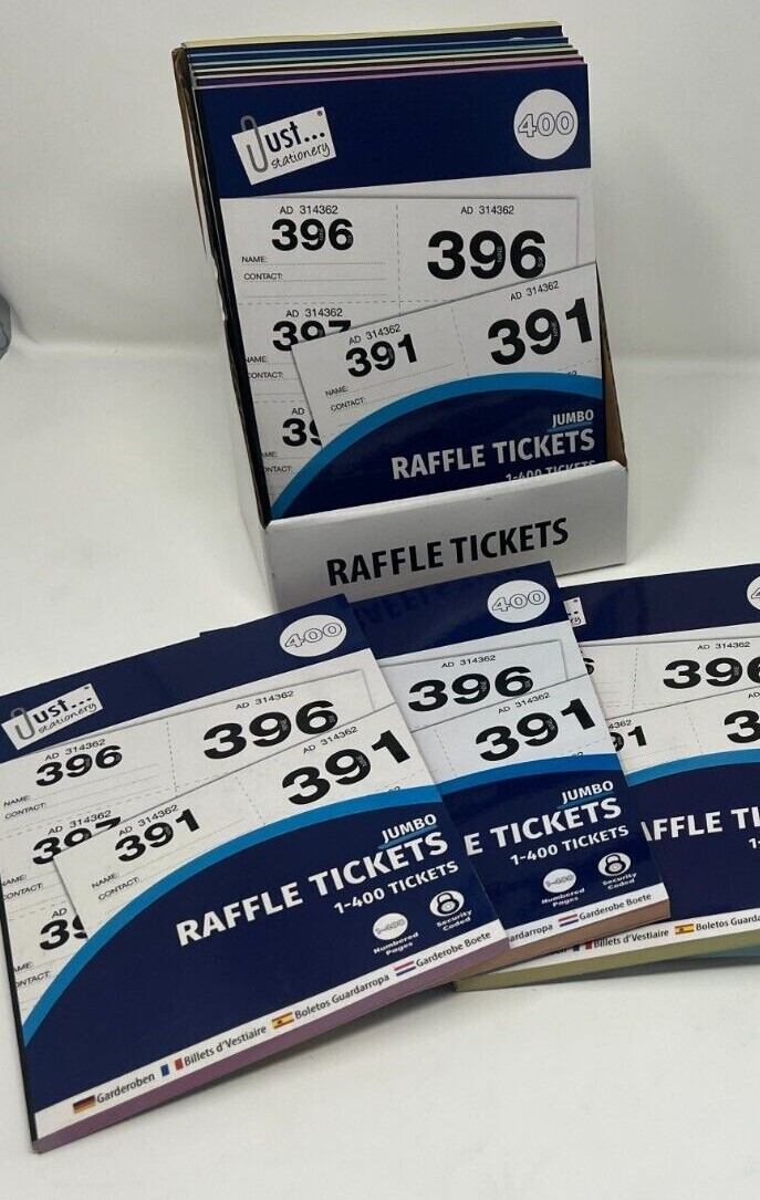 Raffle Cloakroom Tickets 400, 500, 800, 1000 Books Tombola Draw Jumbo ...