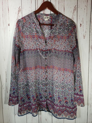 Women's Converse One Star button up sheer tunic blouse Medium AB8 | eBay
