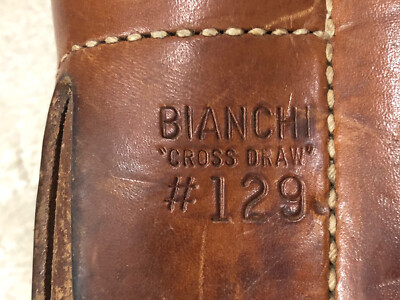 Vintage Bianchi 129 Brown Leather Cross Draw Holster Right handed 10.75 ...