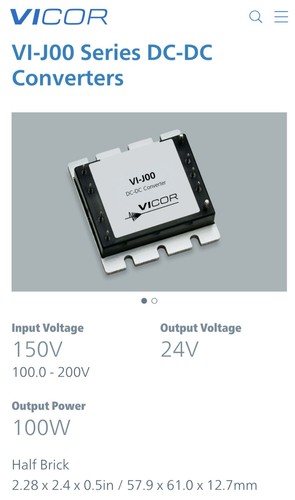 Vicor DC-DC Converter 100-200V In, 24V Out (range 12-26.4V) 100W VI-J53 ...