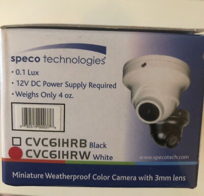SPECO TECHNOLOGIES COLOR WEATHERPROOF CAMERA CVC6IHRW WHITE MINI TURRET ...