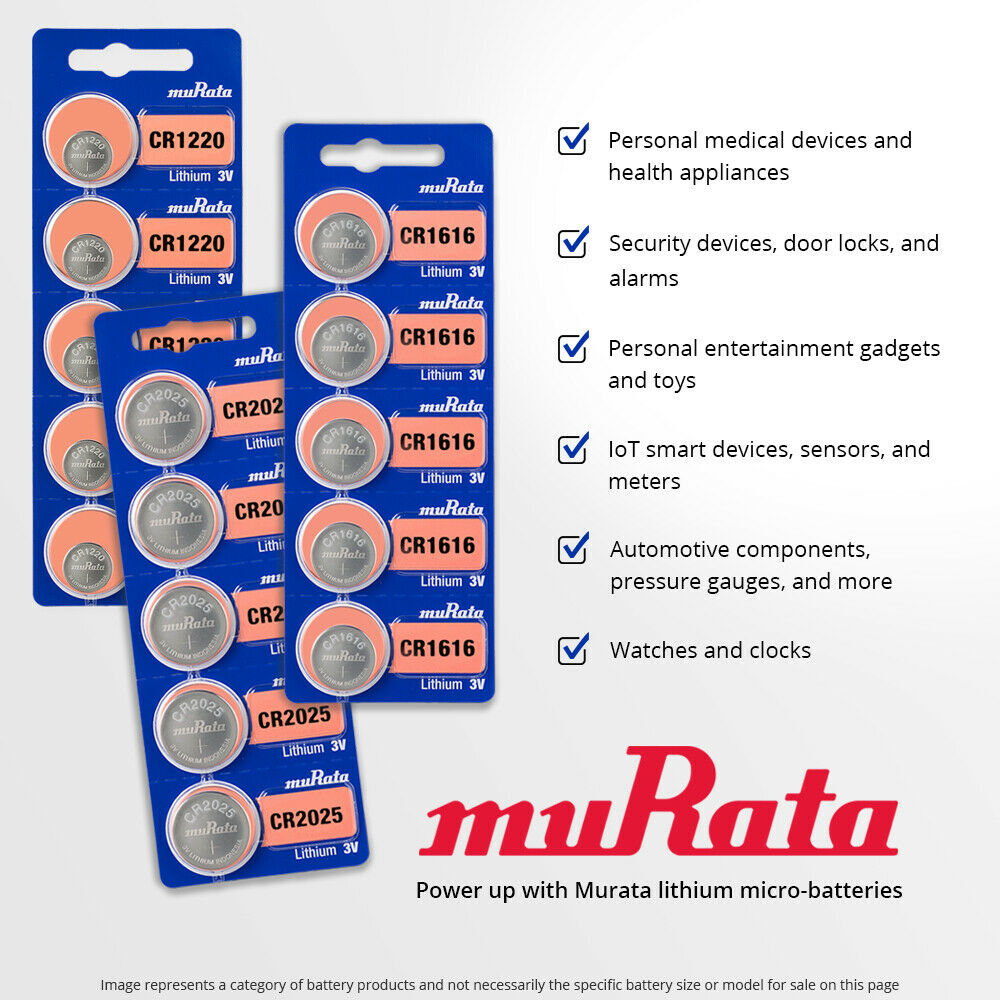 5 Murata Fresh CR 2025 CR2025 ECR2025 BR2025 LITHIUM COIN CELL Battery ...