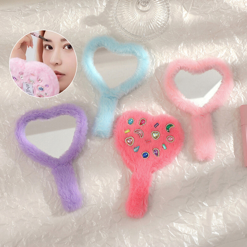1Pcs Handle Makeup Mirror Cartoon Cosmetic Mirror Mini Plush Mirror ...
