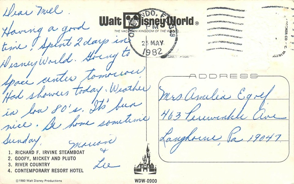 Disney World Mickey Goofy River Country Contemporary Florida FL pm 1982 ...