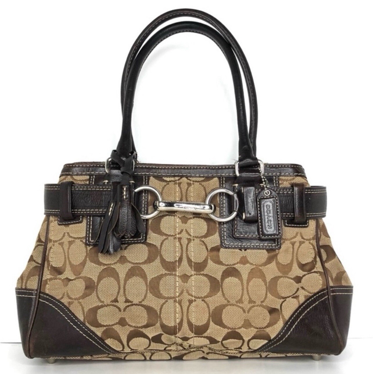 Vintage Coach Hampton Carryall Signature Brown Tan Sa… - Gem