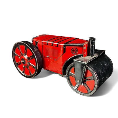 Vintage Marx 1930's Tin Litho Red & Black Windup Steam Roller | eBay