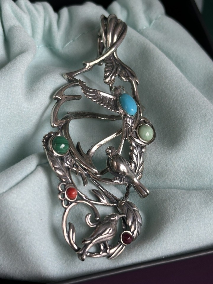 NIB Enhancer Pendant, Spring Birds Gemstones, C Pollack American West ...