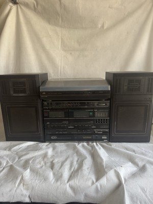 JVC Retro Hi-fi Stack System in a cabinet with turntable, Cassette and ...