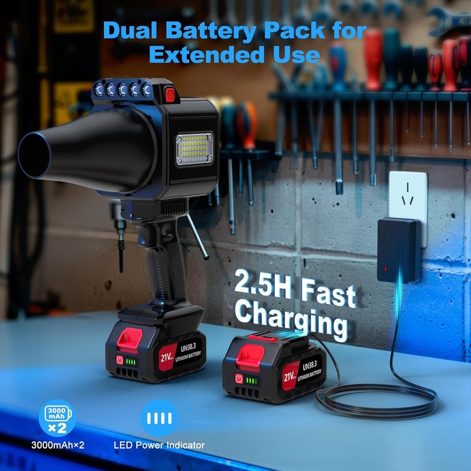 DEGGE Brushless Leaf Blower Cordless, Handheld Blowers with LED Black ...