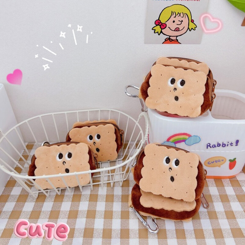 Plush Chocolate Biscuit Coin Purse Keychain Pendant Portable Headphone ...
