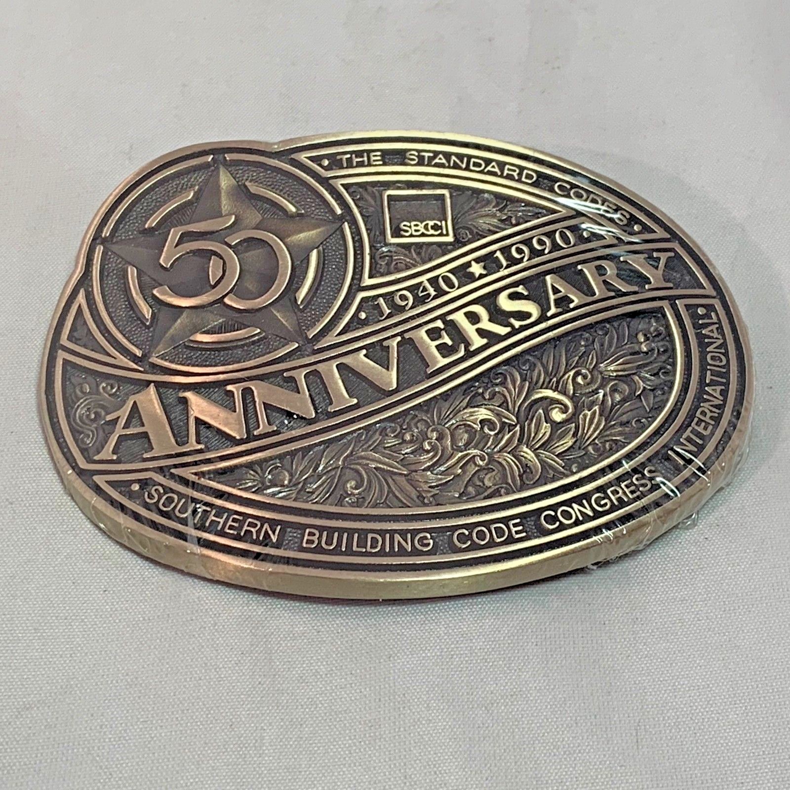 Southern Building Code Congress Intl 50th Anniv Belt Buckle 3 1/2" x 2 ...