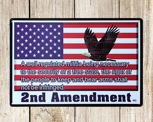 US flag 2nd Amendment eagle metal tin sign garage wall signs | eBay