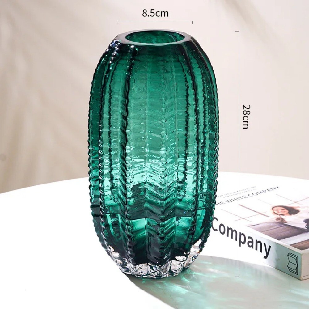 Glass Vase Cactus Shape Concave and Convex Lines Terrarium Vases ...