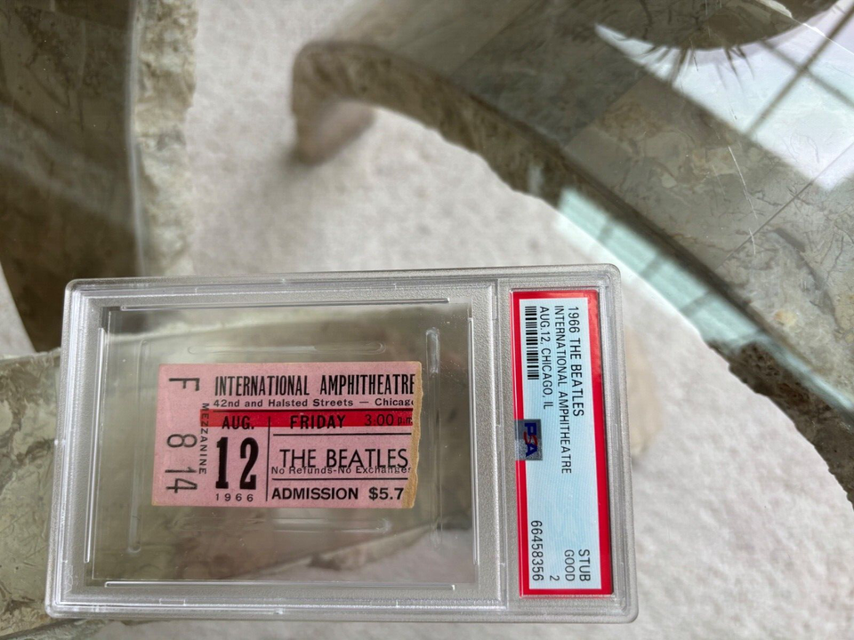 🔥🔥RARE VINTAGE 1966 BEATLES CHICAGO CONCERT TICKET STUB PSA 2 Holy ...