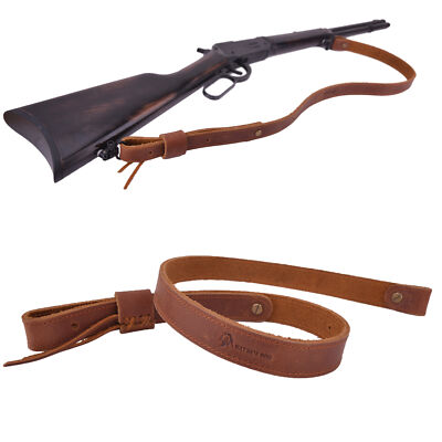 Wayne's Dog Buffalo Hide Leather Rifle Sling Gun Strap Brown 1inch Wide ...