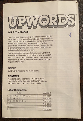 1984 UpWords Game Instructions | eBay