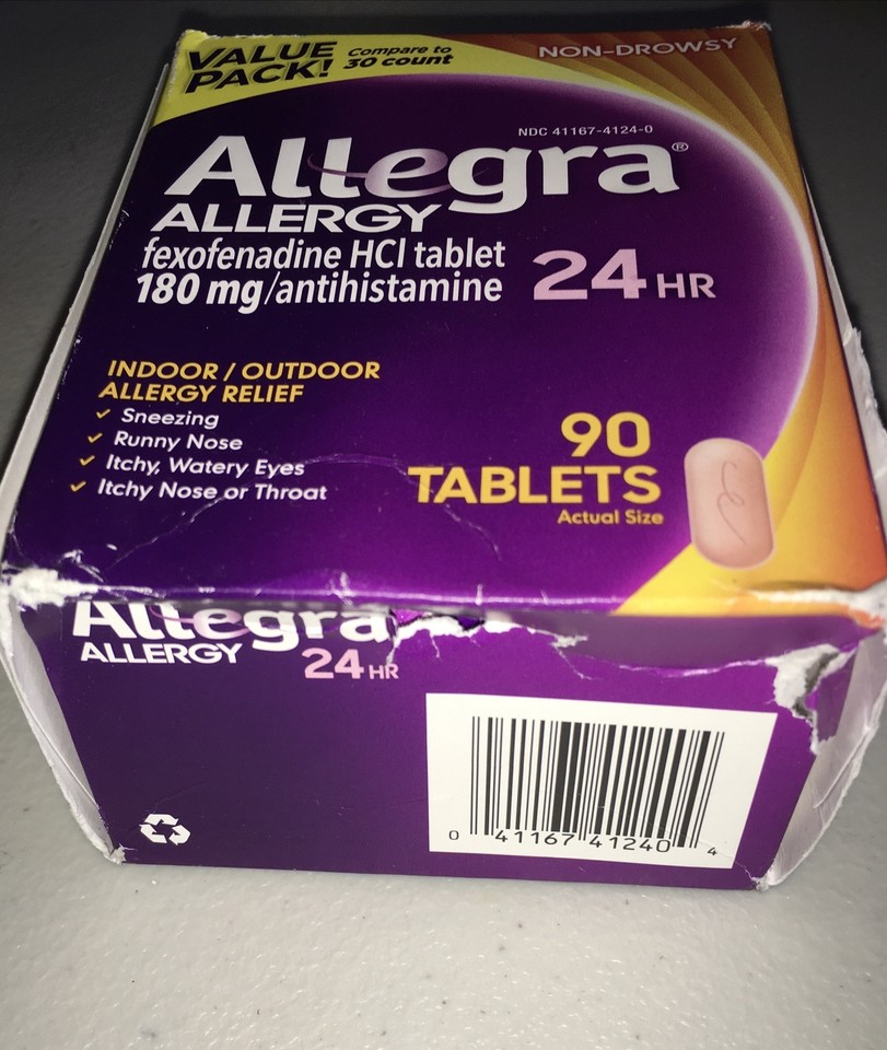 ALLEGRA ALLERGY 90 TABS 180mg Rip On Box Exp 10/2024+ | eBay