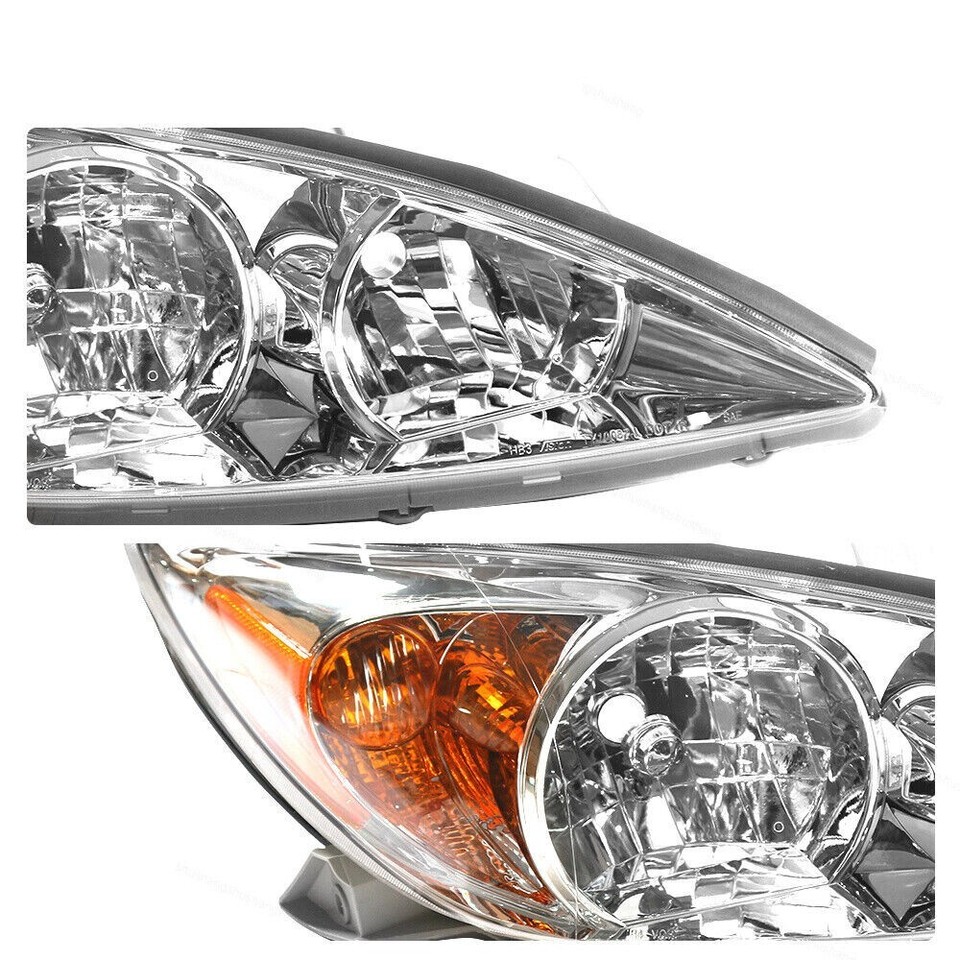 For 2002-2004 Toyota Camry Headlights Assembly Chrome Headlamps Set ...