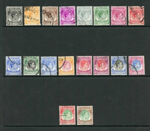 Singapore SG16/30 1948 Set of 18 Perf 17.5 x 18 Fine used Cat 60 pounds ...
