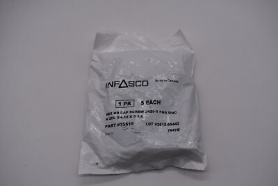 (5-Pk) Infasco Hex Head Cap Screw J429-5 FNA UNC N ZCL 3/4"-10 x 3 1/2 ...