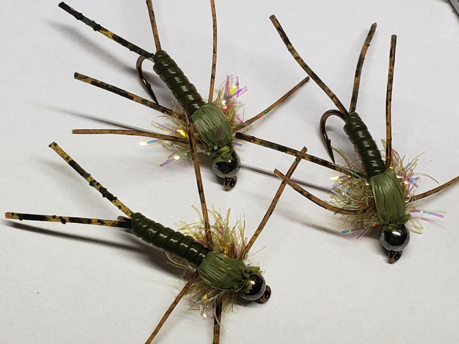 Stonefly Nymph OLIVE Bead Head Rubber Leg Size 8 (per 3) | eBay