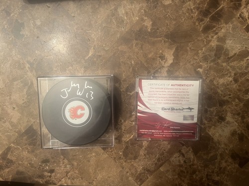 Johnny Gaudreau Signed Calgary Flames Puck Gaudreau Authentic COA ...