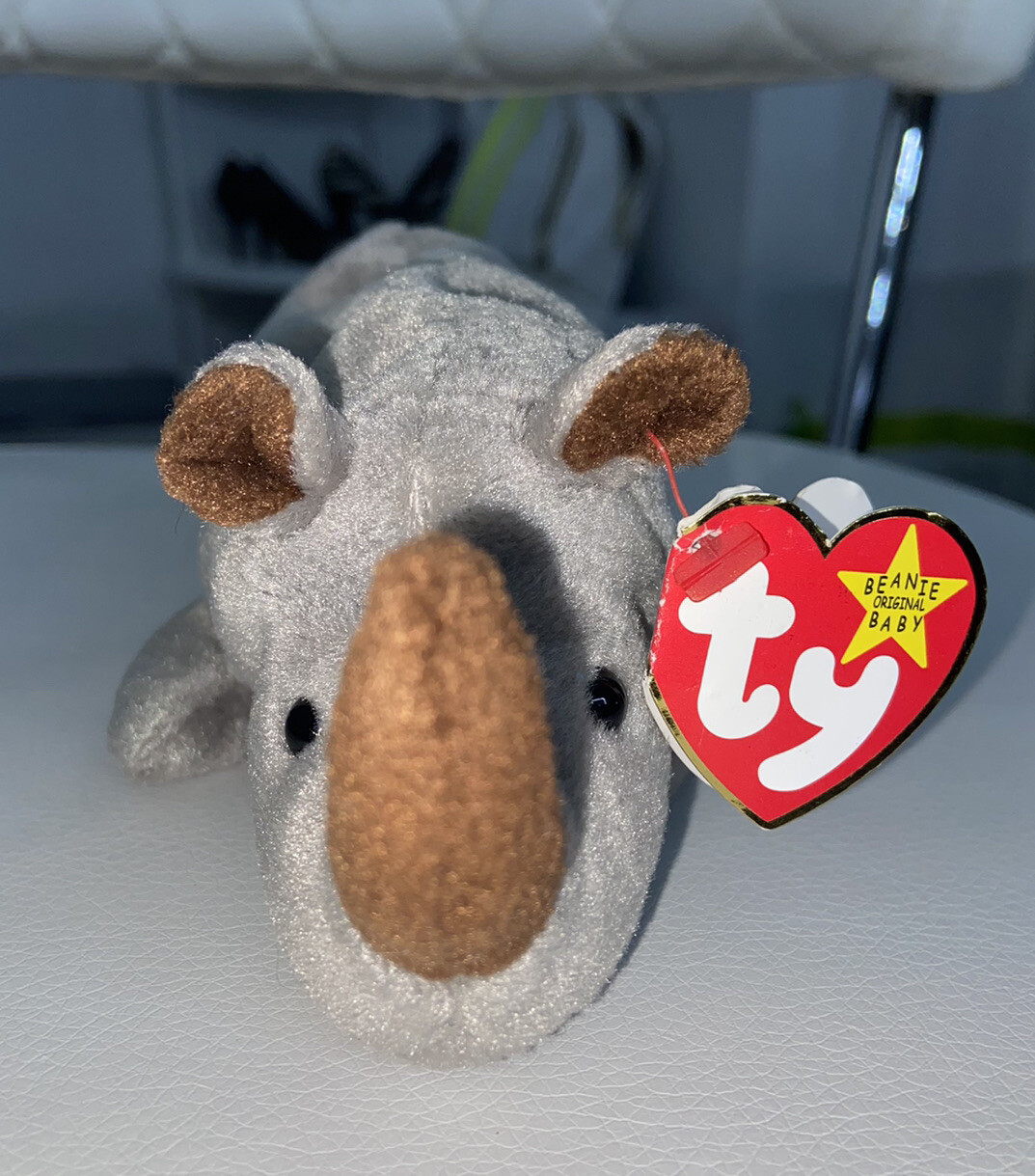 RARE Ty Beanie Baby Spike The Rhinoceros Hang Tag 1996 Tag Error ...