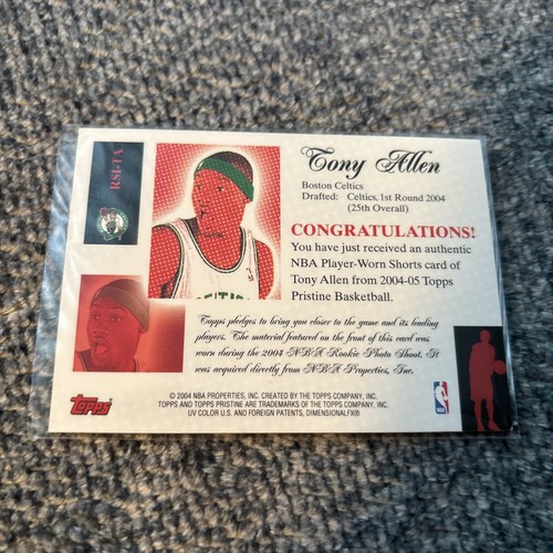 Tony Allen Rookie Sign-in Game Used, RSI-TA | eBay