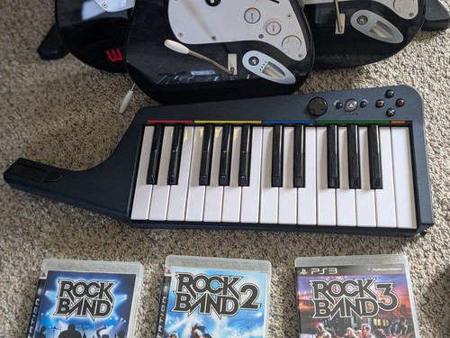 PS3 PS4 PS5 Rock Band Bundle, Drums, Guitars (3) Games (3), Mic And ...